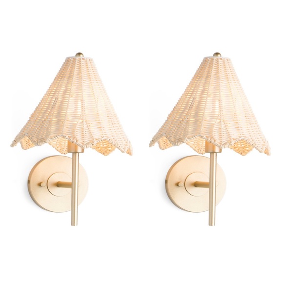 lillian august | Accents | New Lillian August Pair Scalloped Rattan ...